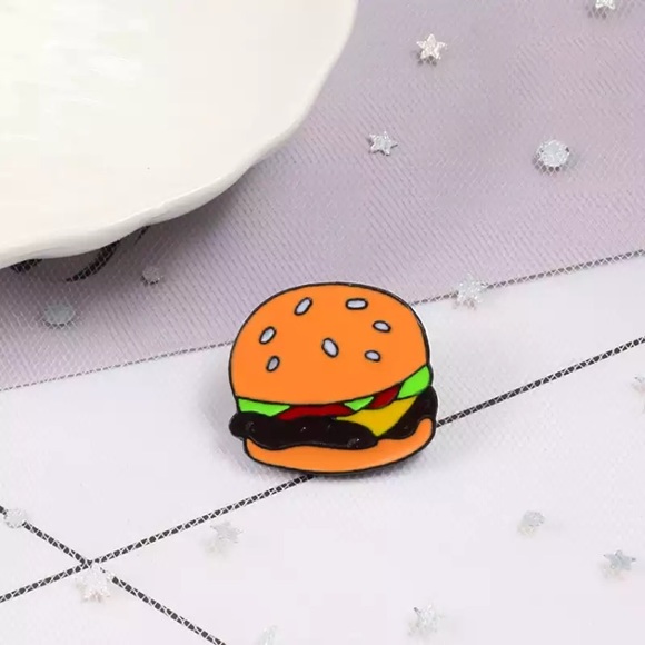 Jewelry | 63 Cheeseburger Hamburger Bun Enamel Brooch Pin | Poshmark